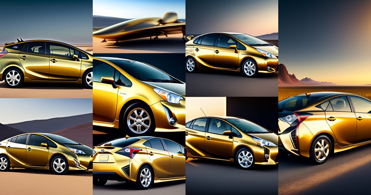 Lexica - A 2008 Toyota Prius car in gold color that looks like an airplane