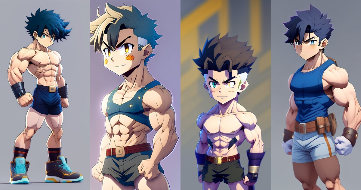 Lexica - Muscular underaged boy, 2D anime
