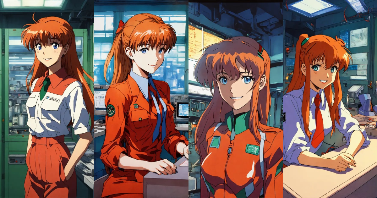 Lexica - Anime illustration of smiling happy Asuka Langley Soryu from ...