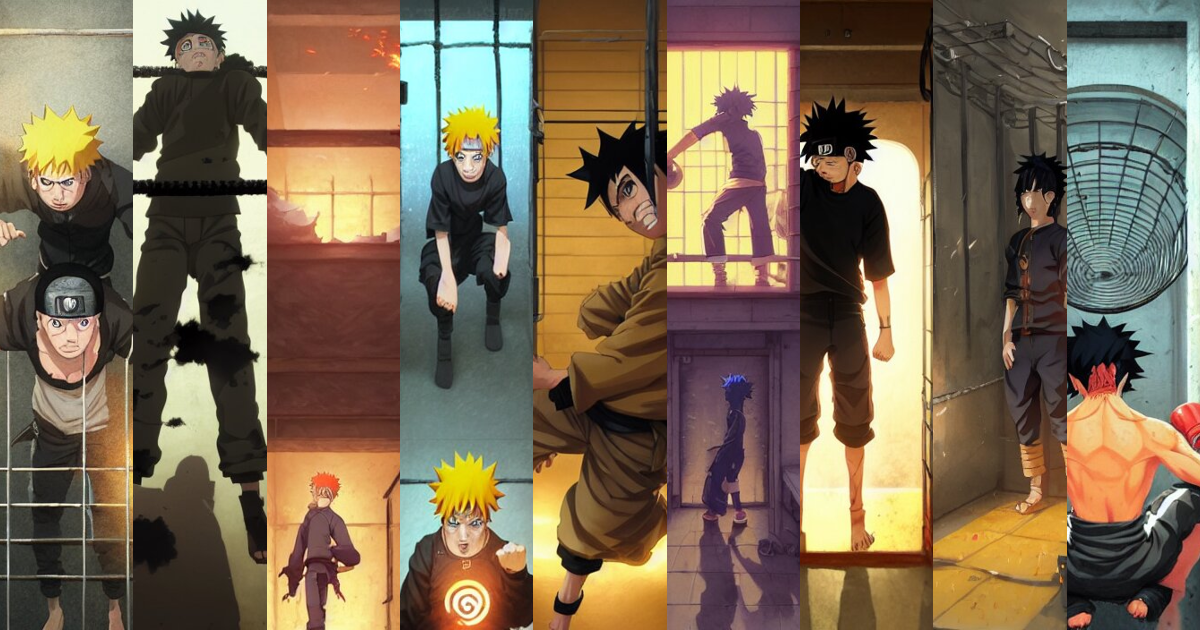 Lexica - Highly detailed prison cell with naruto uzumaki with black ...