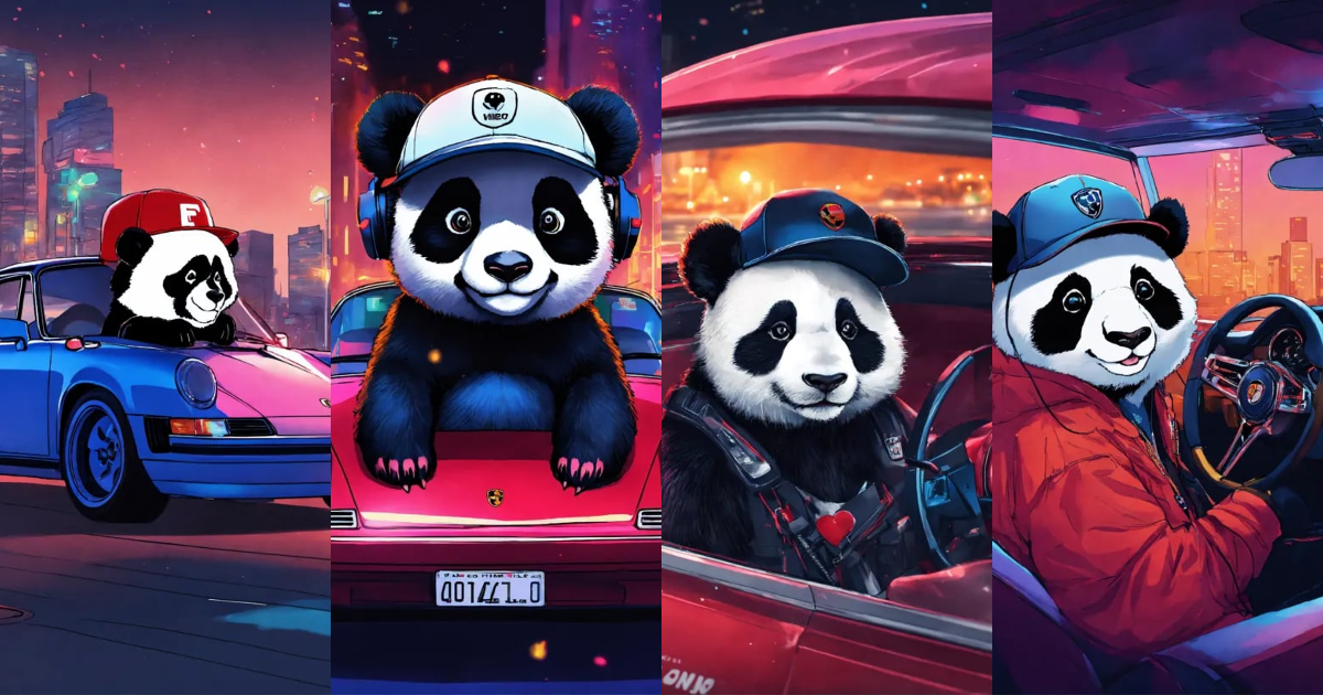 Lexica - Digital illustration of a panda with flow. wear a baseball cap ...