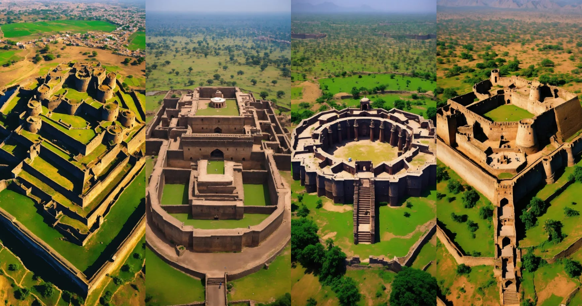 Lexica - Aerial view of complete kandhar Fort of nanded India, complete ...