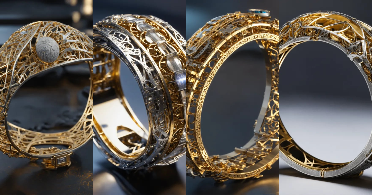 Lexica - Cybernetic crane bracelet, Ford Hallam Style, Shibuichi, tsuba ...