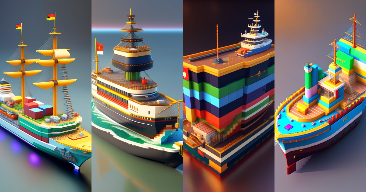 Lexica - Detailed isometric ship, pixel art, unreal engine voxel render