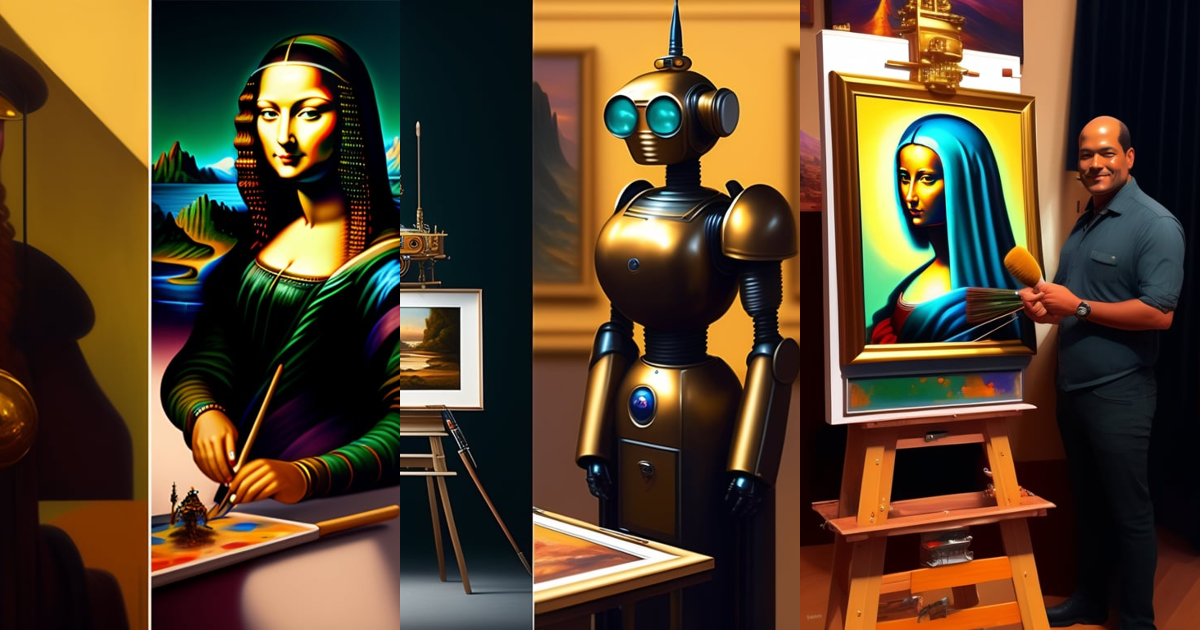 Lexica - Robot from futurama as an artist painter, holding a brush next ...