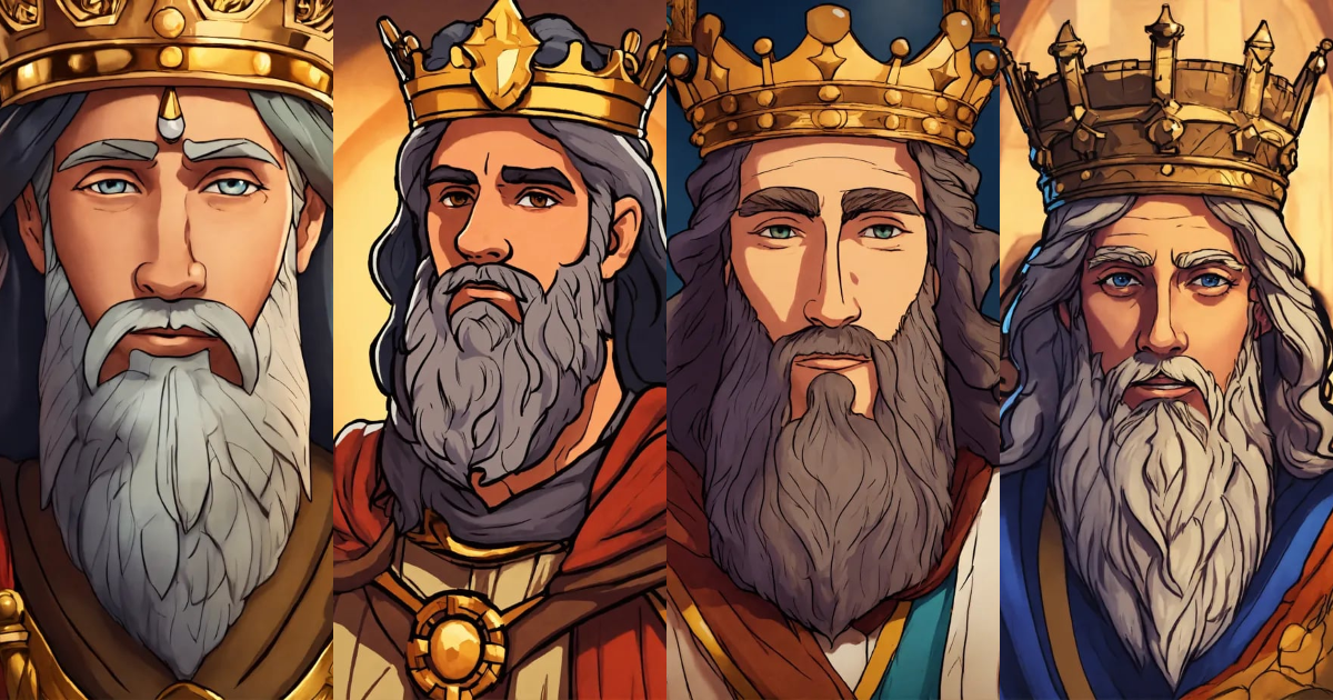 Lexica - King david from the bible, 2d cartoon, face closeup