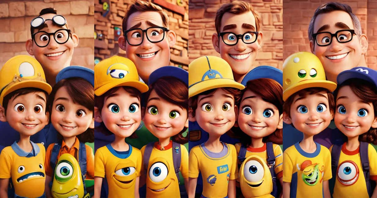 Lexica - Pixar charachters smile kids