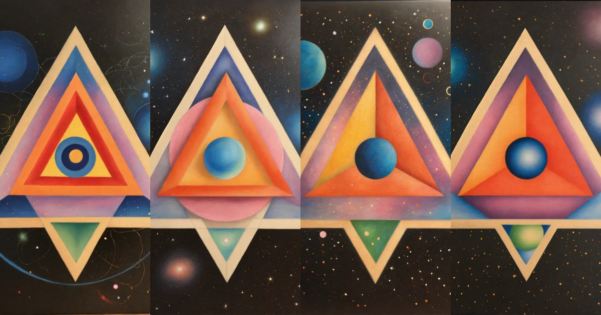 Lexica - Colored pencil drawing of minimalist cosmic symbol formed by 2 ...