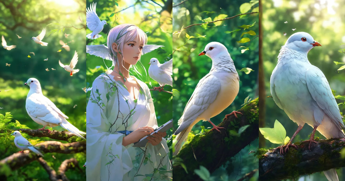 Lexica - Ultra hd! 90s anime, white pigeon focused, collecting twigs ...