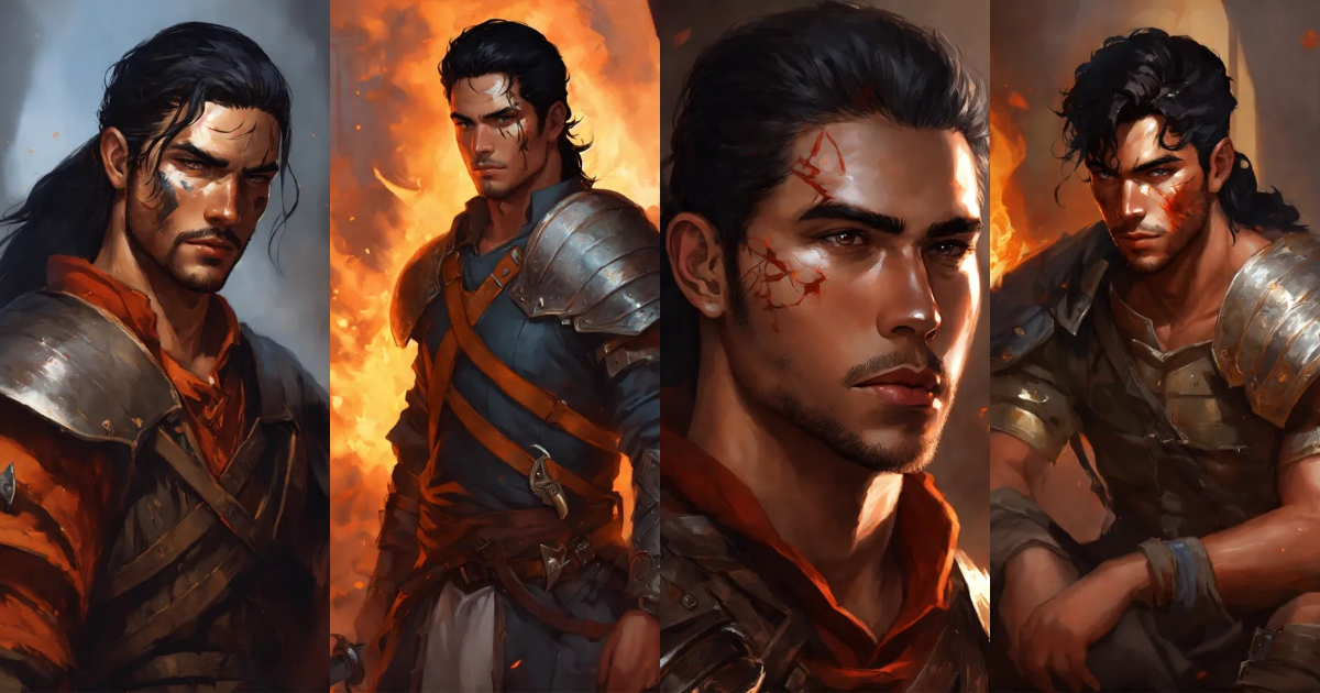 Lexica - Handsome black-haired male warrior prisoner with a burn on his ...