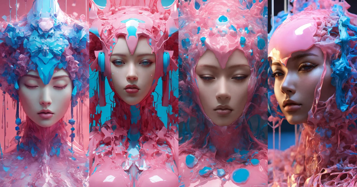 Lexica - Epic 3 d abstract sculpture, perlin mesh liquid headdress, 2 0 ...