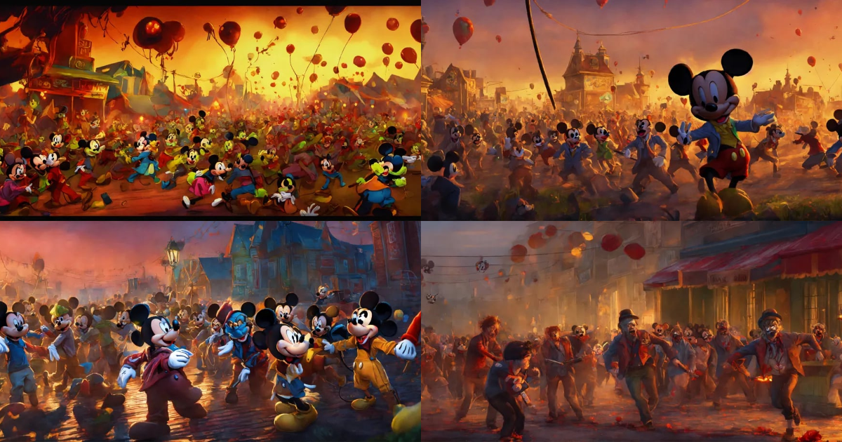 Lexica - Zombies vs Mickey Mouse, 8k