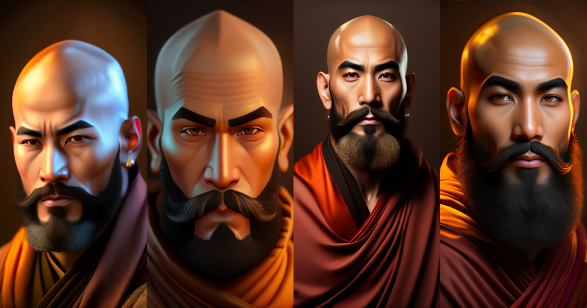 Lexica - Face of a buddhist monk, sturdy, serious, brave, enigmatic ...