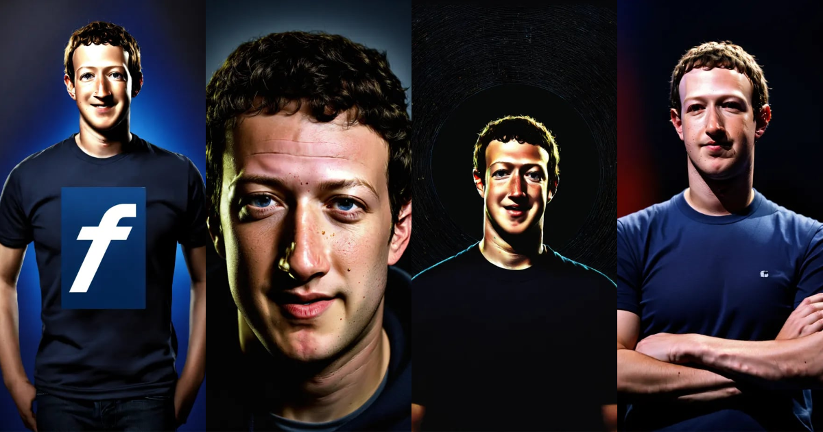 Lexica - Mark Zuckerberg, black background, evil.