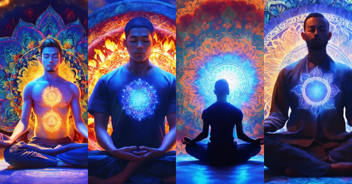 Lexica - Man meditating, blue heartlight, photo realistic, 4k colour ...