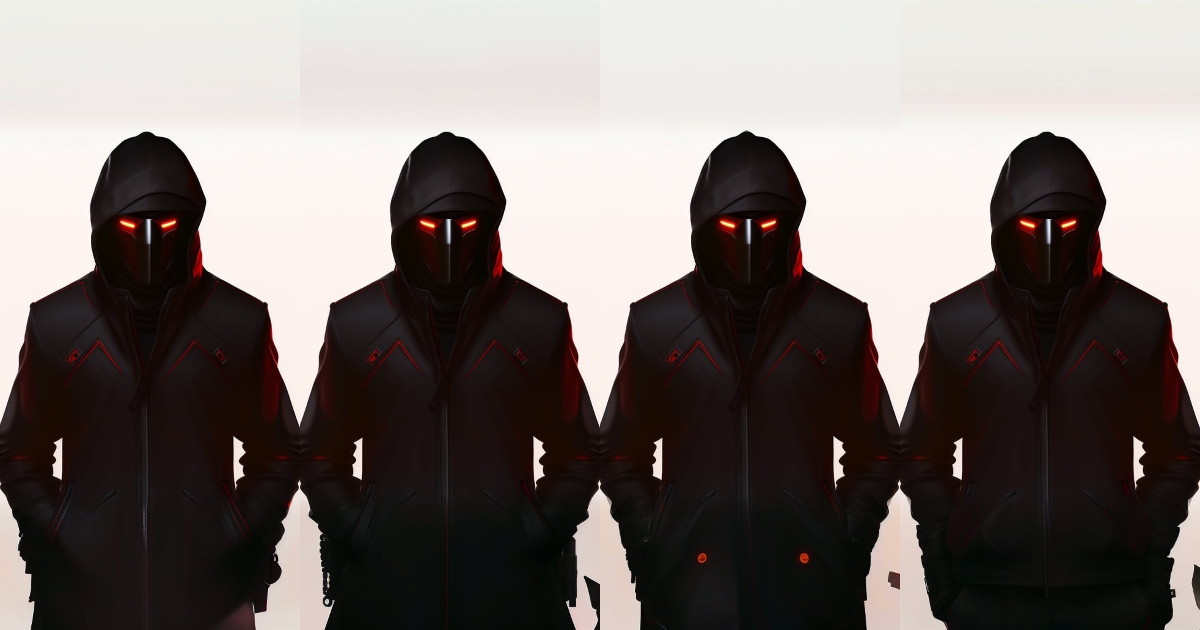 Lexica - Male character, old and dented hooded, cyberpunk, neon red ...