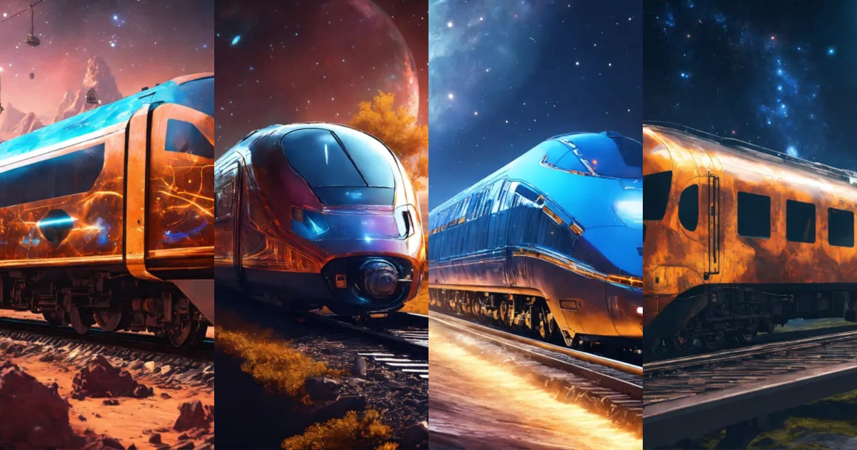 Lexica - Surreal style, A future train in cosmic space, dystopian, 8k ...