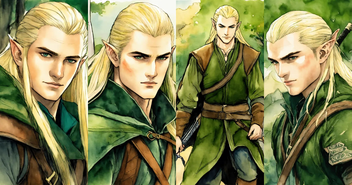 Lexica - Legolas from LOTR with dark green clothes in vagabond manga ...