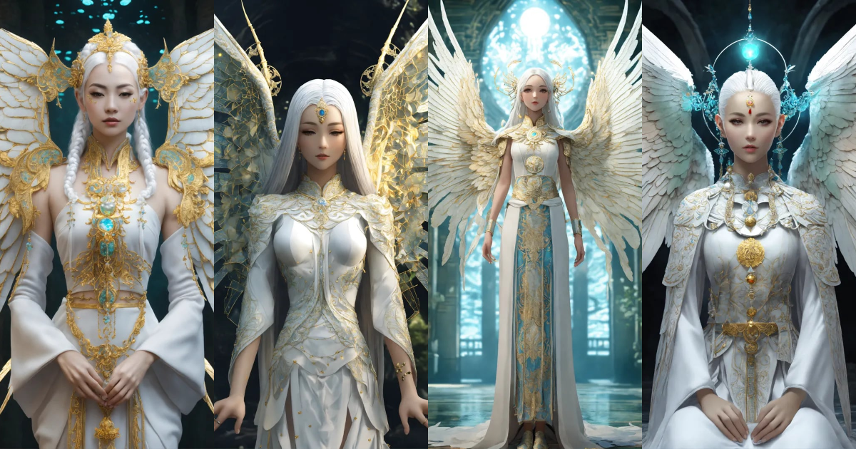 Lexica - Woman monk with detailed and complete angel wings, Taoist ...