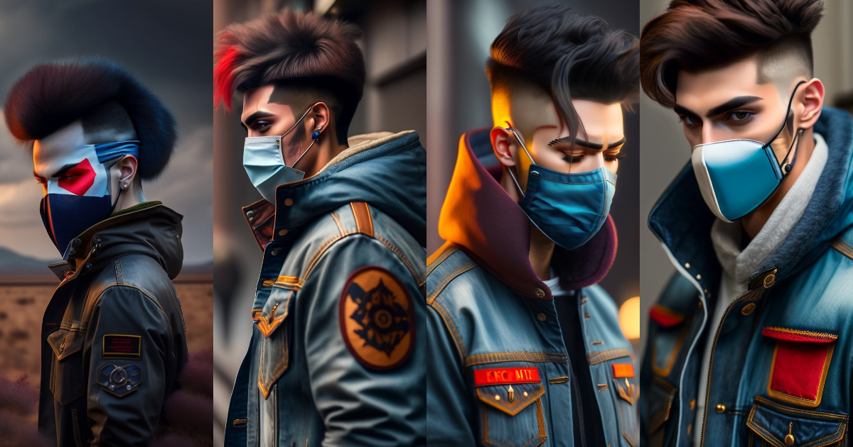 Lexica - The man with mask, street denim jacket in the style of ...