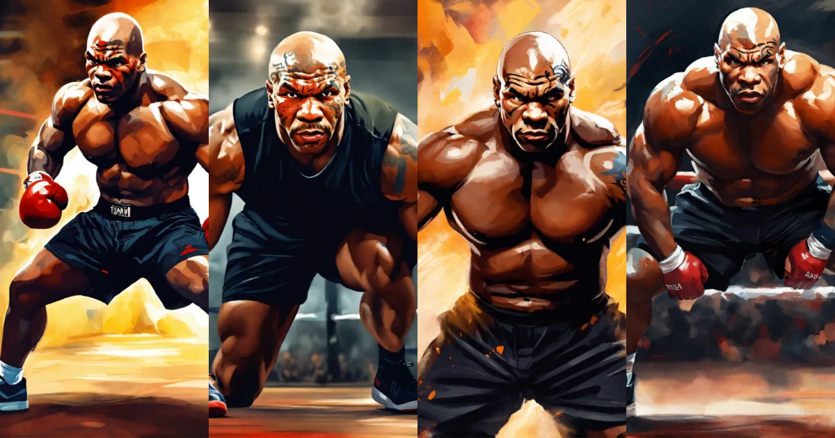 Lexica - Digital portrait of an anger muscular Mike Tyson with a bald ...