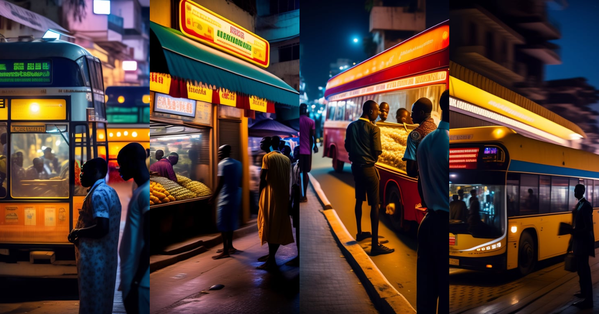 Lexica - Night time life in lagos city nigeria, with bus people doing ...