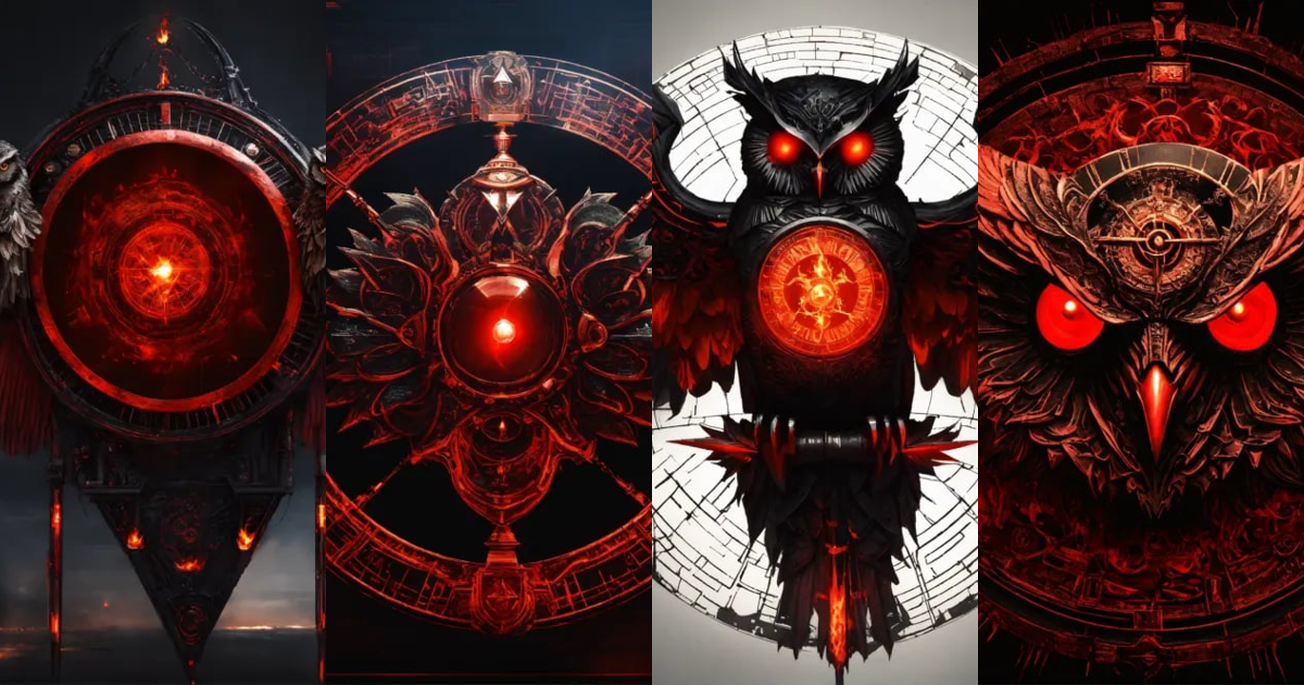 Lexica - Dark Evil Black, Red and black digital occultic sigil owl ...