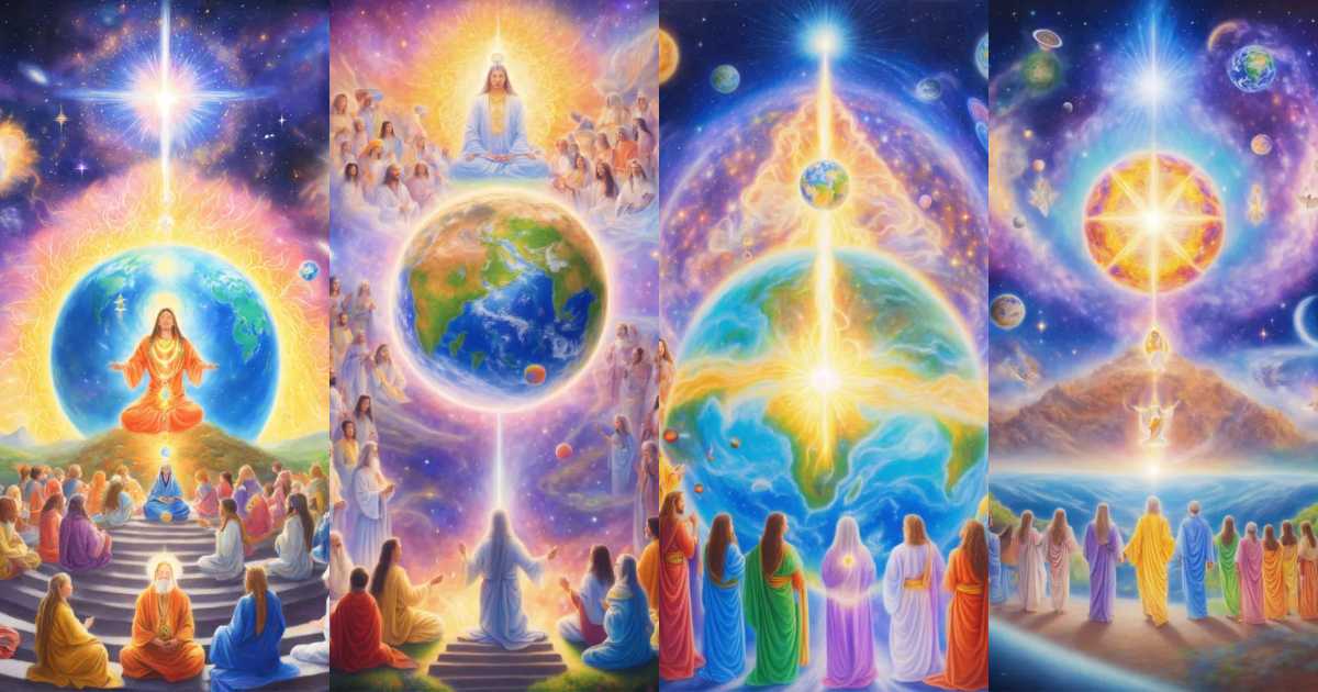 Lexica - Beautifull colored pencil drawing of many ascended masters and ...