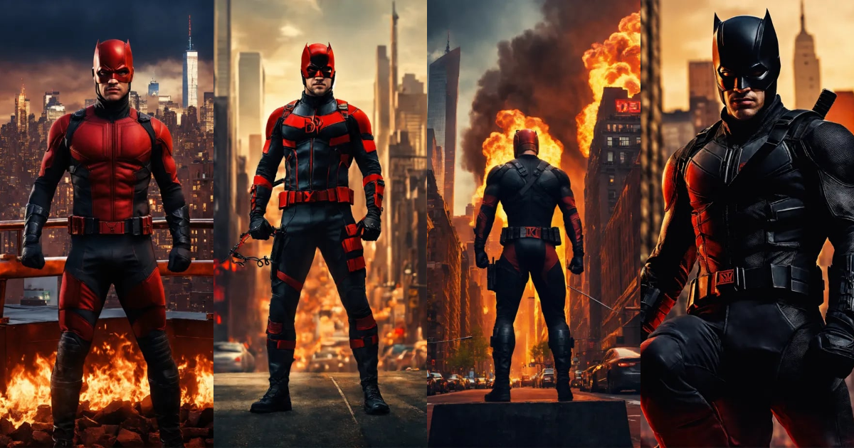 Lexica - Daredevil, vigilantes, with black armor suit, in martial pose ...