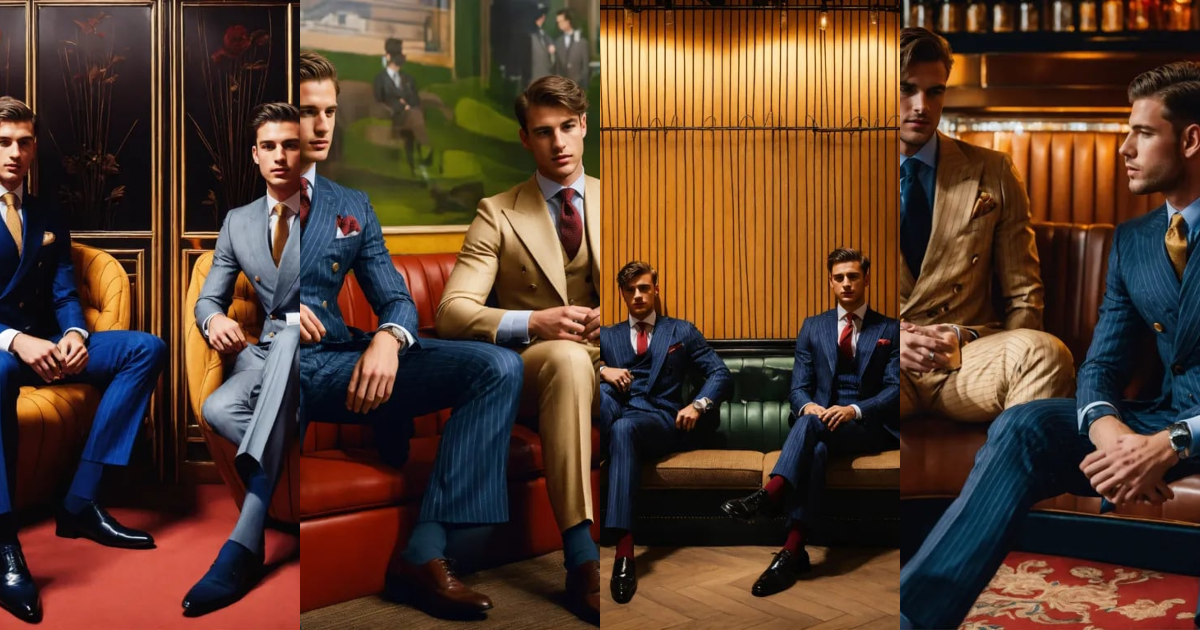 Lexica - Two young British businessmen in light straw pinstripe double ...