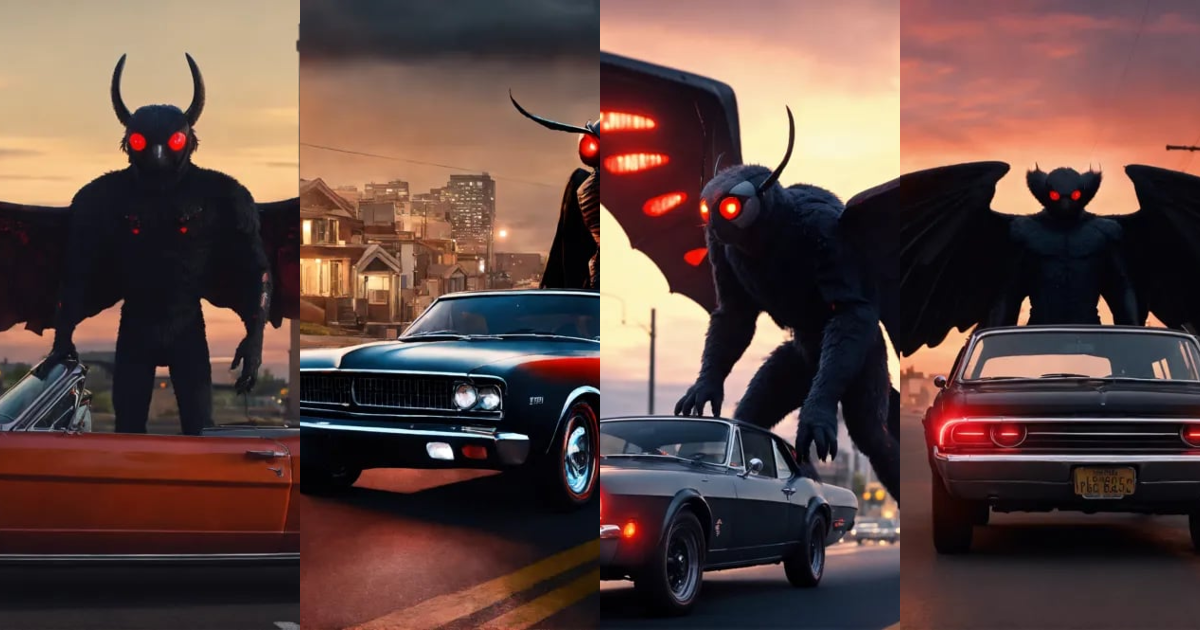 Lexica - Photorealistic,humanoid mothman with black body and red ...