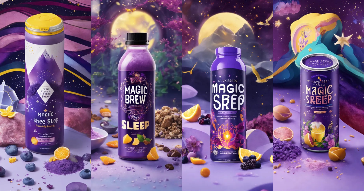Lexica - Packaging design for magic brew powdered sleep drink with ...