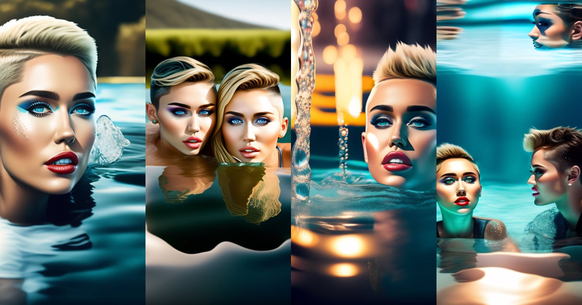Lexica - Endless mirroring reflections of miley cyrus person in water