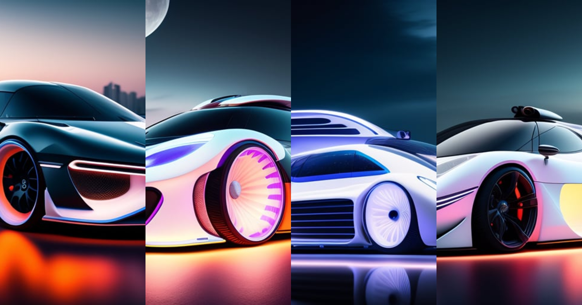 Lexica - Wide shot of a minimal translucent car, modern luxury yacht ...