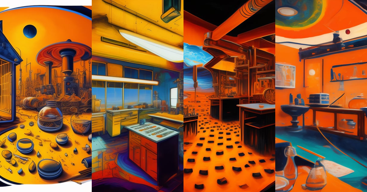 Lexica - Messy hand-drawn painting of a chaotic laboratory. surrealism ...