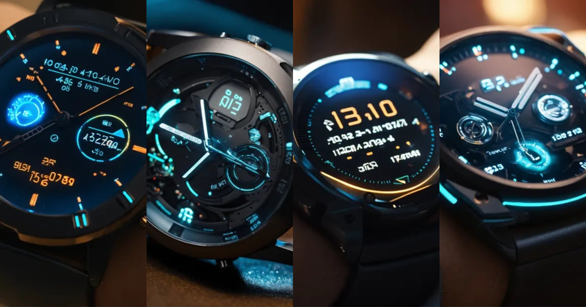 Lexica - Close up shot of a futuristic black AI watch adorning a tanned ...