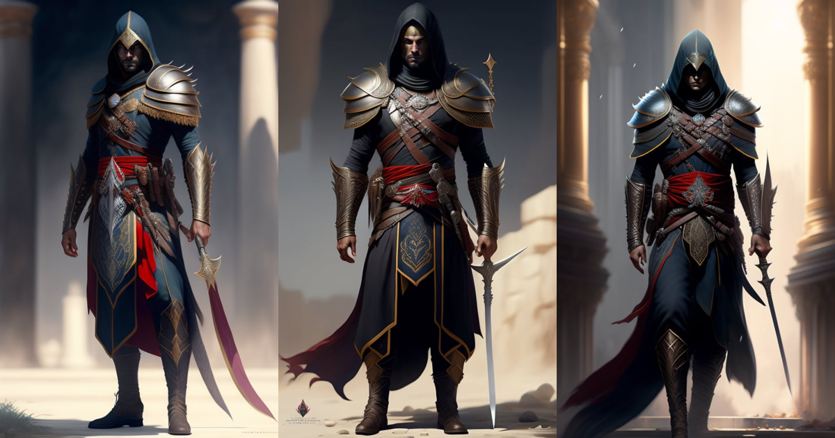 Lexica - Full body portrait of an assassin, intricate armour, assassin ...