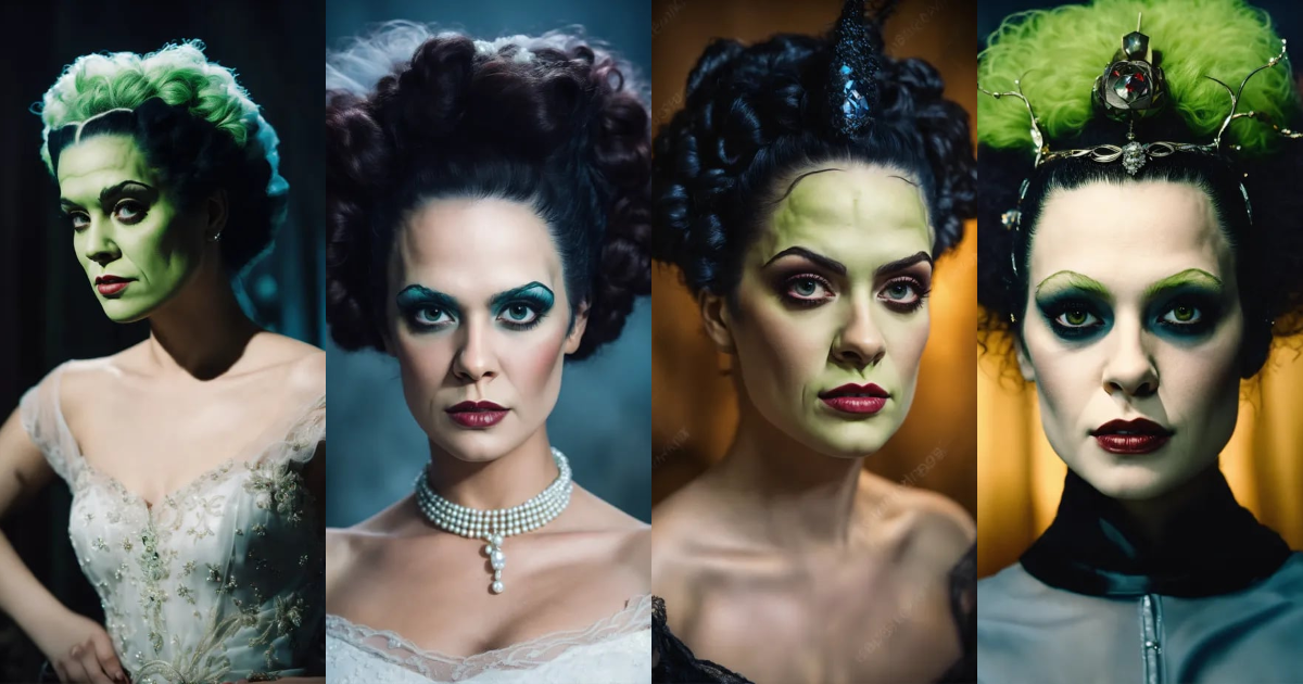 Lexica - Photo quality portrait of young beautiful bride of frankenstein