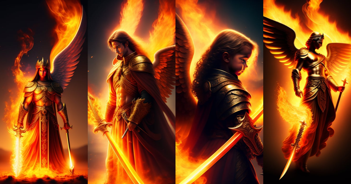 Lexica - An angel wielding a sword made of fire