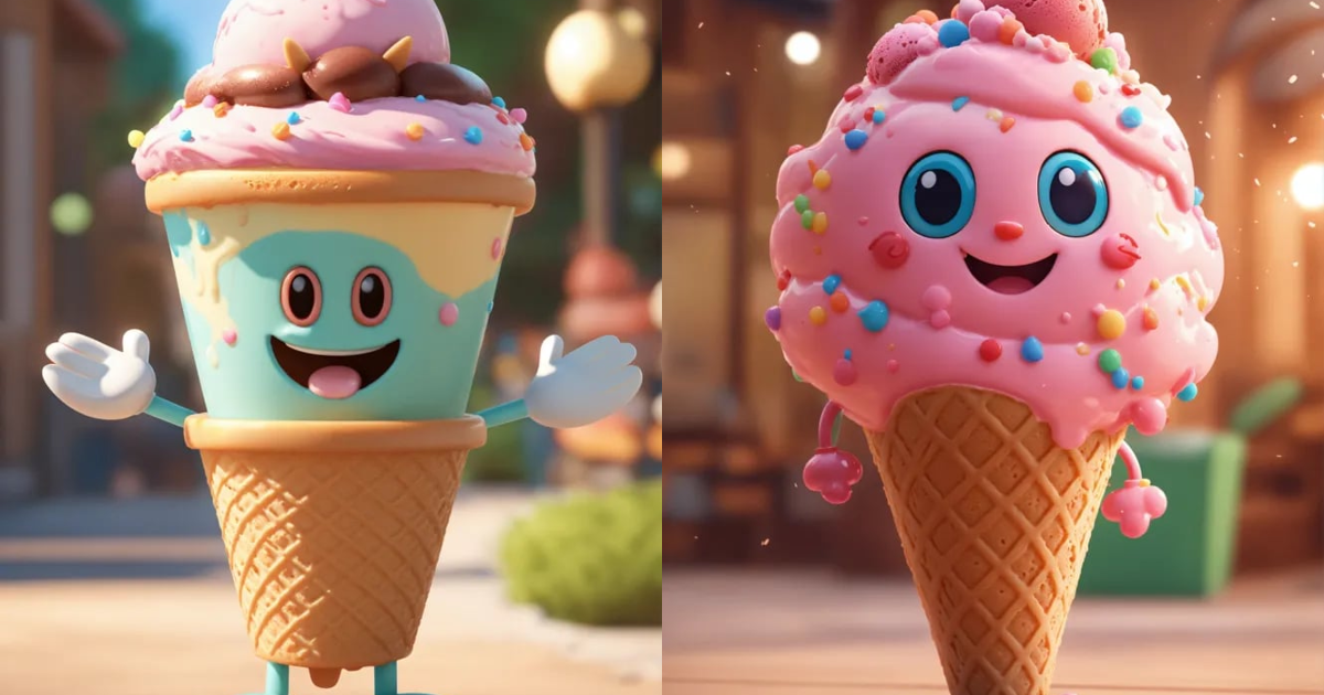 Lexica - Cartoon character a cute ice cream with arms hands and legs ...