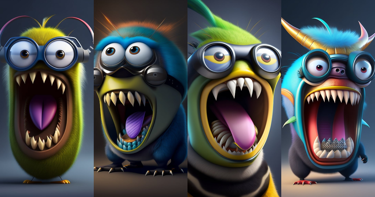 Lexica - A grotesque minion shrieking and gnashing its teeth, digital ...