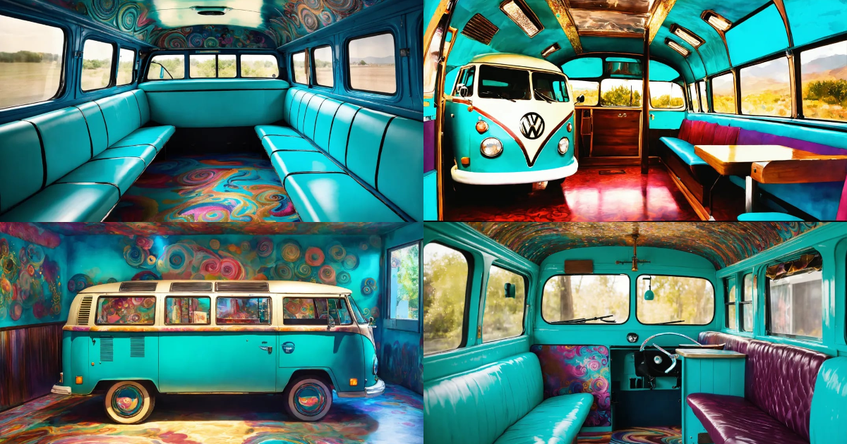 Lexica - Concept art of hyper realistic turquoise Volkswagen bus ...