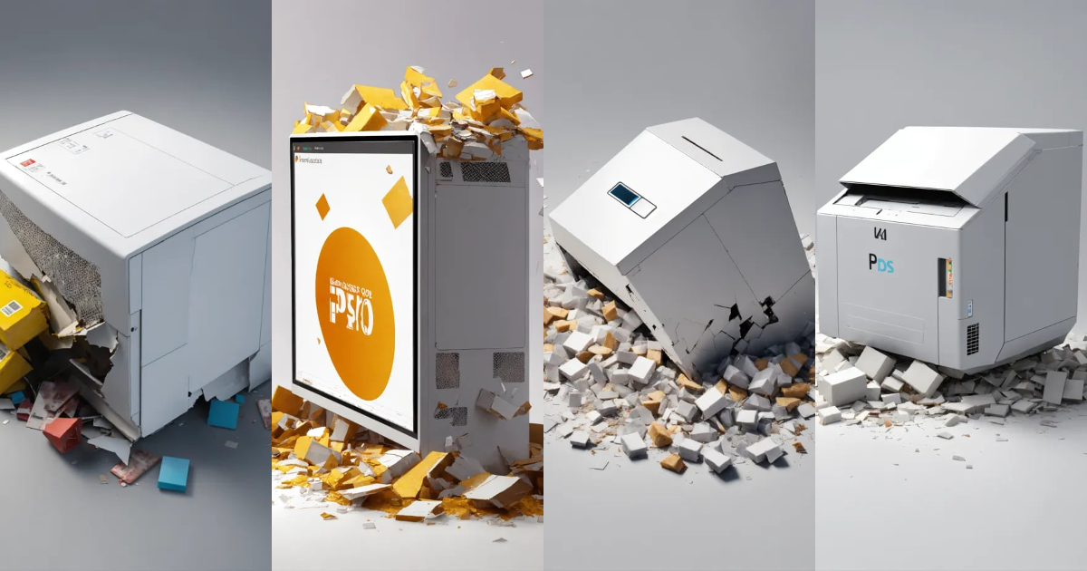 Lexica - A broken crashed POS package, white background, 4k image