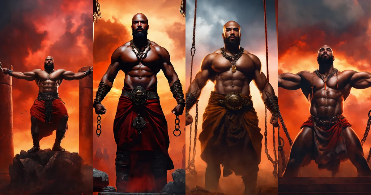 Lexica - Bald African bound muscular strong handsome bearded huge god ...