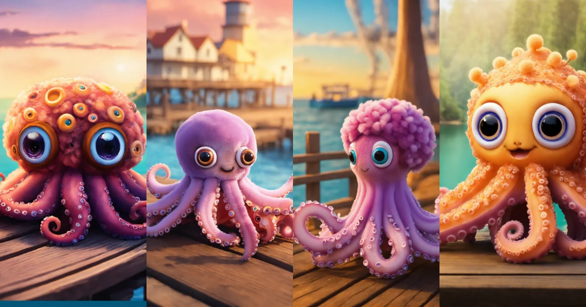 Lexica - Fluffy fairy cute octopus with fur in the style of cartoon ...