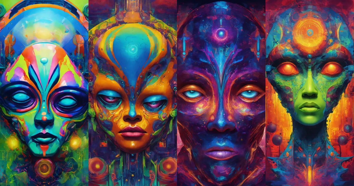 Lexica - Abstract art of an alien face with psy elements