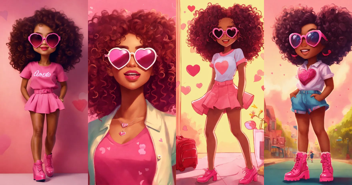 Lexica - "Imagine a cute cartoon character girl with curly hair ...