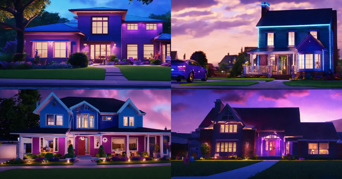 Lexica - CGI! Pixar 80's style modern home exterior. house party. no ...