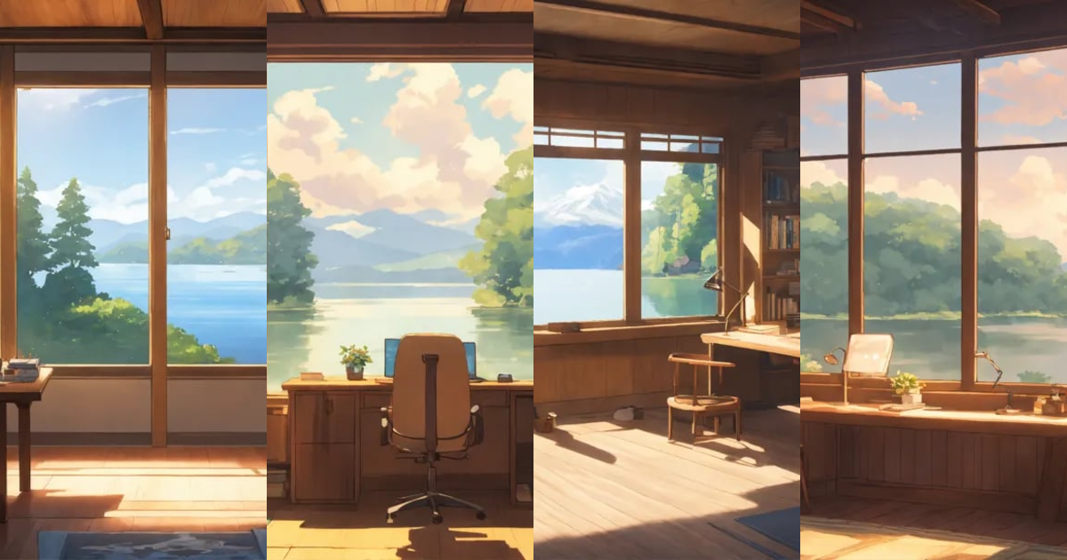 Lexica - Minimal study room in lake side house, wooden acrylic washed ...