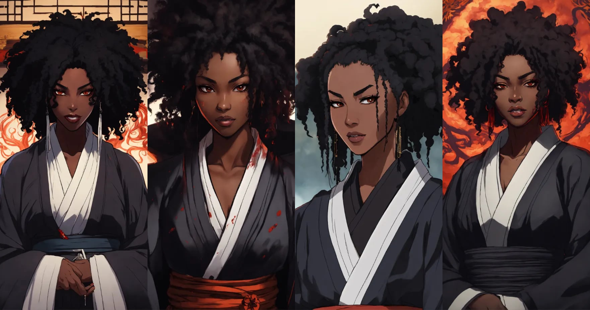 Lexica - A Black woman shinigami with full lips and a wide nose and ...